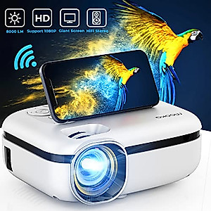 Portable Movie Projector, WiFi Outdoor Projector with Carrying Bag, Support Full HD 1080P Mini Smart Phone Projector for Home Theater Outdoor Movies Compatible with TV Stick HDMI USB AV