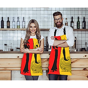 EKOBLA Flamenco Aprons Art Spanish Dancer Dress Lady Gentleman Silhouette Retro Style Waterproof Resistant Chef Cooking Kitchen BBQ Adjustable Aprons for Women Men 27x31 Inch