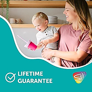 Silipint Silicone Kids’ Cups with Lids and Straws, Unbreakable, Durable, Safe, and Fun Silicone Kids’ Tumblers, Radberry & Sunfire Smash, Pack of 2