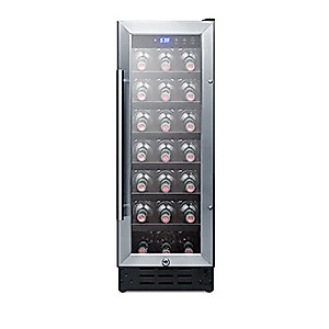 Summit Appliance SWC1224B Commercially Approved 12" Wide Built-in Undercounter Wine Cellar Designed for the Display and Refrigeration of Beverages with Digital Thermostat and LED Lighting