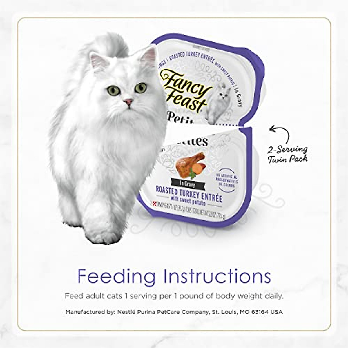 Purina Fancy Feast Gourmet Gravy Wet Cat Food, Petites Turkey & Sweet Potato Entree - (Pack of 12) 2.8 oz. Tubs