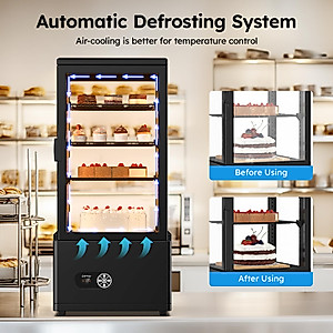 Commercial Display Cake Refrigerator, 3Cu. FT (86 L) Commercial Refrigerator Display Case, Double-Layered Glass Display Cake Fridge with Interior LED Lighting, Ideal for Home, Store and Cafe, Bakery