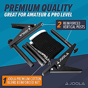 JOOLA Premium Inside Table Tennis Net and Post Set - Portable and Easy Setup 72" Regulation Size Ping Pong Spring Clamp Net, Black