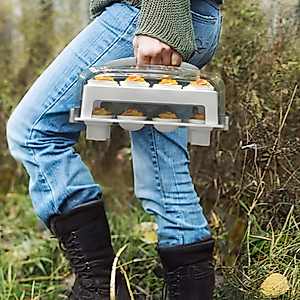 Top Shelf Elements Deviled Egg Carrier, Egg Holder Carries 24 Standard-Size Eggs/Deviled Eggs, Durable Egg Traveler Two Tier Stand and Reusable Egg Box (White)