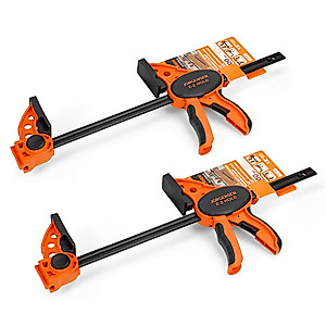 JORGENSEN 2-pack Ratchet Bar Clamps Set, Medium Duty, 12-inch One Hand Clamp, E-Z Hold Expandable Spreader