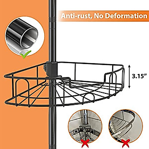 YeYeBest Shower Organizer Caddy, Home Decor Organization And Storage 39-125 Inch for Bathroom Corner Shelves Rack Countertop Adjustable with Tension Pole