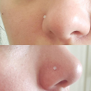 QWALIT Clear Nose Rings Studs L Shape Piercing Retainer Flexible Nose Bone Flesh Skin Color Nostril Piercing Retainer for Work 18g 20g Flat Top