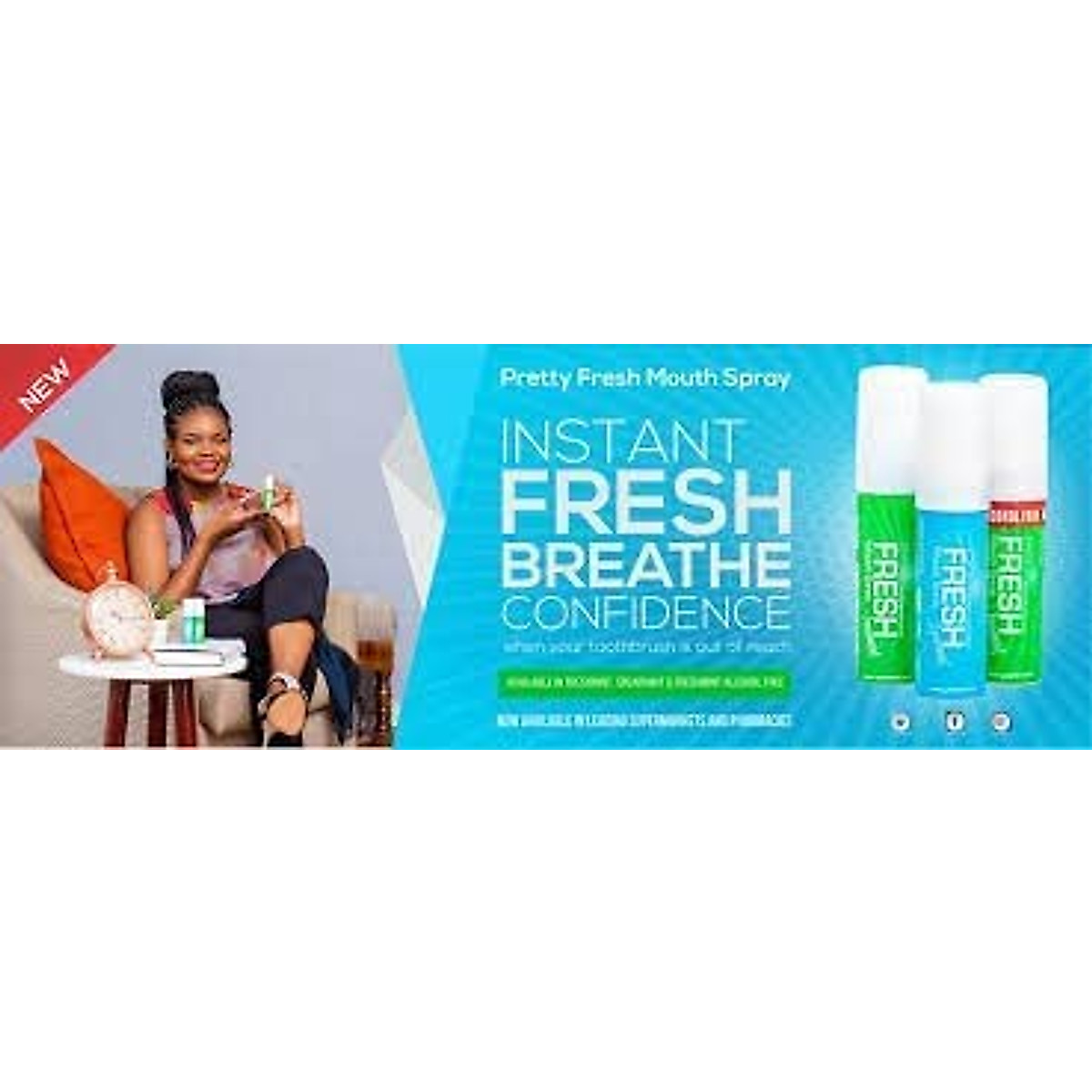 3 Pack of Pretty Fresh Instant Breath Freshener Mouth Spray Fresh Mint,Fights Bad Breath.