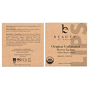 USDA Organic Lip Balm - USA Made with Natural Ingredients, 4 Pack Unflavored Chapstick for Dry Lips, Valentines Day Gifts, Birthday Gifts for Her & Him, Beauty Gifts, Lip Moisturizer, Mens Gift Ideas