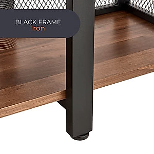 Sturdis Solid Wood Black Metal Industrial Bookshelf - 4 Tier - Visually Appealing & High Capacity for Book Storage