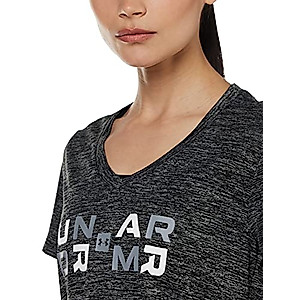 Under Armour Women's Tech Twist Graphic Short Sleeve T-Shirt, (001) Black Medium Heather/White/Steel, XX-Large