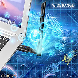 GAROGYI USB 3.0 WiFi Adapter AC1300Mbps for PC, Dual Band Network Adapter with 5.8GHz/2.4GHz High Gain Antenna, for Laptop Desktop Windows 11/10/8.1/8/7/XP/Vista, Mac OS 10.9-10.15,11,12
