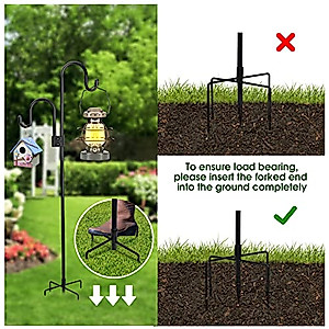 KETIEE Shepherds Hooks for Outdoor, 75 Inch Heavy Duty Bird Feeder Pole with 5 Prongs Base, Adjustable Garden Hooks for Hanging Plant, Lantern, Holiday Decorations, Hummingbird Feeder