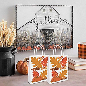 BCHOCKS 16 Pieces Fall Gift Bags - Maple leaf/Pumpkin/Chestnut Design Elements Gift Bags with Handles, Great for Fall Themed Wedding, Birthday Party Favors, Bridal Shower