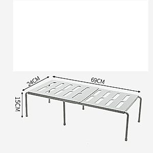 Generic Expandable Storage Rack Scalable Design Shelf Multifunctional for Cabinet Kitchenware, Gray