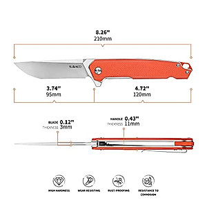 SUMACO Pocket Knife Folding Knife for EDC Natural G10 Handle Satin D2 Steel Blade Foldable Small Knife Carry Knife for Men Women Lightweight for Indoor Outdoor Gift