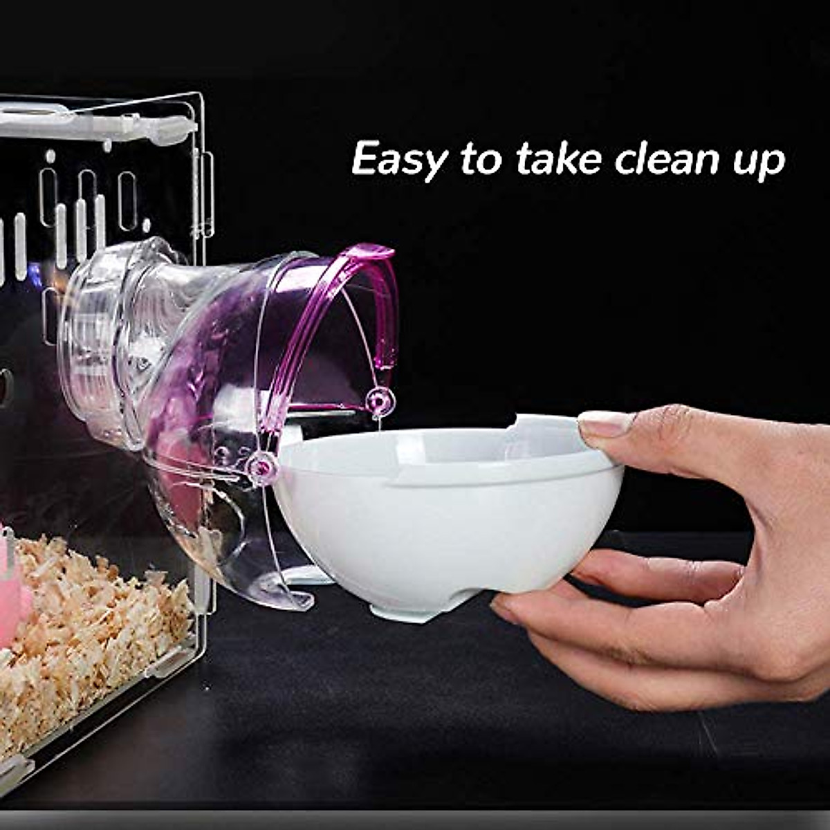 CHUQIANTONG Small Animal Bath House,Pet Toy Acrylic Hamster Bathroom Cage Toilet Bathtub Sand Bath Container Removable, Suitable for Chinchilla Syrian Hamster Gerbil (Pink)