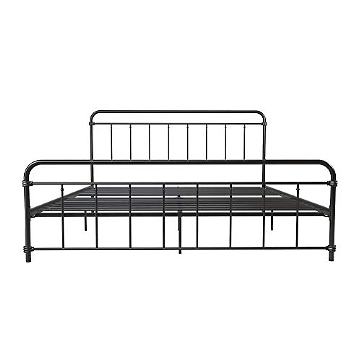DHP Winston Metal Platform Bed with Rustic Design and Curved Edge Headboard and Footboard, Adjustable Base Height for Underbed Storage, No Box Spring Needed, King, Black