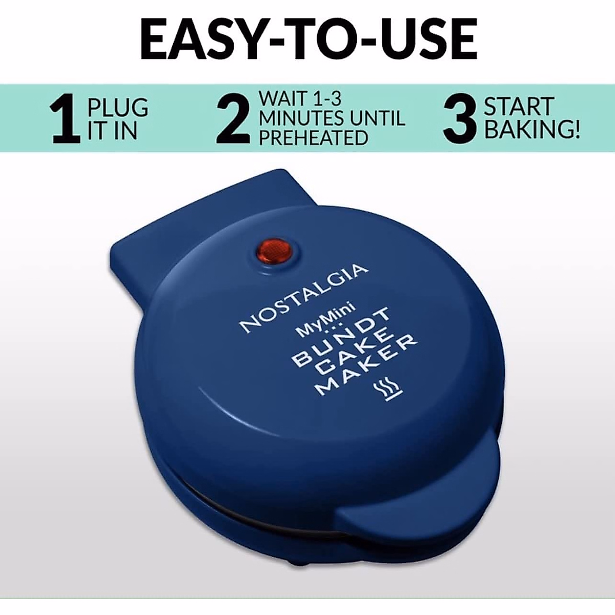 Nostalgia MyMini Lava & Bundt Cake Maker-mini breads, mini muffins, compact size (Navy)