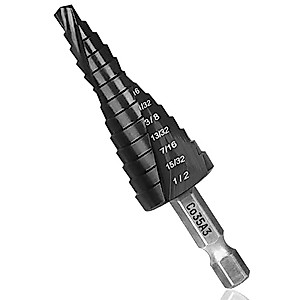 OXMUL Step Drill Bits for Metal, 1/8 to 1/2, Cobalt Bit, Heavy Duty for Stainless Steel,Metal, Aluminum, Wood, Copper, Wood, 13-Steps. #202