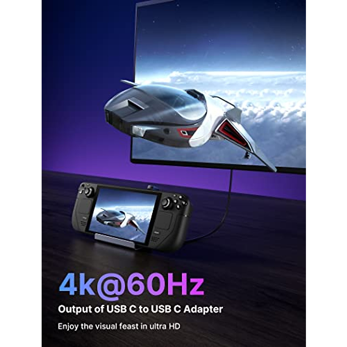 JSAUX 180° USB-C to USB Adapter 2 Pack, 180 Degree Angle USB-C Male to USB-C Female USB-C 3.1/PD 100W and Type-C Male to USB-A Female Adapter, for ROG Ally,Steam Deck,Switch,Laptop,Tablet,Phone-Black