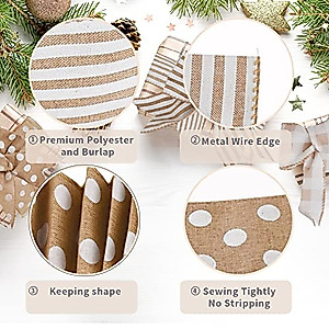 MuRealy Farmhouse Wired Ribbons 2.5 inch, 4 Rolls 20 Yards Welcome Stripe Polyester Ribbons with Buffalo Plaid, Dot Burlap Ribbon for DIY Wreaths Christmas, Birthday Wedding Decor