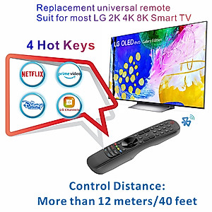 Replacement LG Magic Remote. w/Voice Control and Pointer. Compatible with LG TV Models Made from 2022 to 2016. Replaced LG Remote MR22GN GA/21/19/18 MR650 AKB75855501. w/1 Year Warranty.