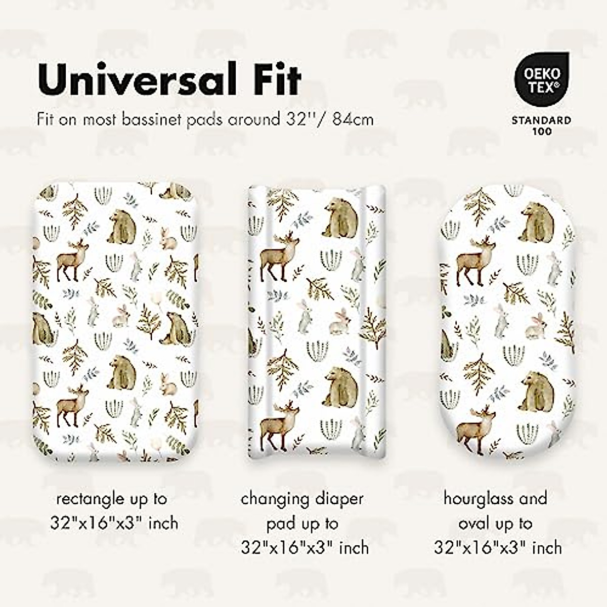 Gllquen Baby Bassinet Sheets 4 Pack, Breathable Cozy Fitted Mattress Sheet, Elastic Travel Crib Fashionable Floral Pattern, Standard Cradle Safe Sheets for Baby Boy Girls 32"X16" (Bear)