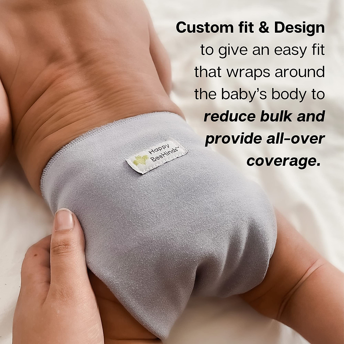 Happy BeeHinds Preflat Baby Diapers - Organic Cotton Cloth Diapers for Babies, Soft and Gentle Solution Perfect for Overnight Diapering, with a Custom Fit and Silky Soft Material (Turquoise)