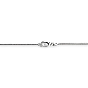 Solid 14k White Gold .80mm Round Snake Chain Necklace - with Secure Lobster Lock Clasp 18"