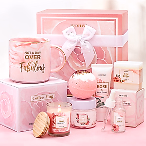 Birthday Gifts for Women Best Relaxing Spa Gifts Baskets Box for Her Wife Mom Best Friend Mother Grandma Bday Bath and Body Kit Sets Self Care Present Beauty Products Package Rose Scent