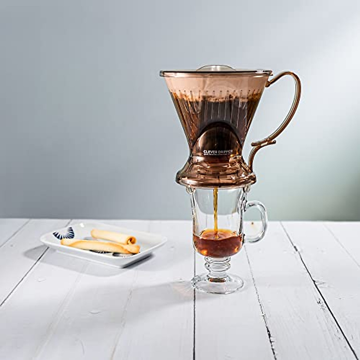 Clever Coffee Dripper and Filters, Large 18 oz, Original Classic Design, Safe BPA Free Plastic, Clever dripper coffee maker, drip coffee maker pour over, Immersion Dripper, Manual Coffee Maker, Includes 100 filters, coaster and lid 18 oz (Java)