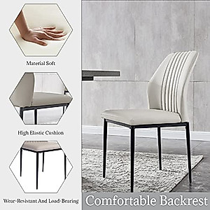 Expandable Dining Table Set for 6-8 Seat, Rectangular Modern Kitchen Thicker Top, 6 Faux Leather Dining Chairs and Non-Slip Pad, Extendable 63'' to 79'' with Extension Leaf for Kitchen Restaurant