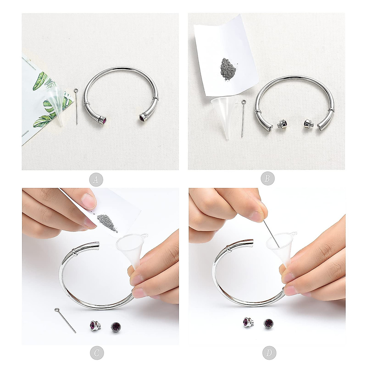 Cremation Urn Bracelet for Women Shiny Birthstone in December Pretty Urn Keepsake Memorial Ash Holder Bracelet (60CM)