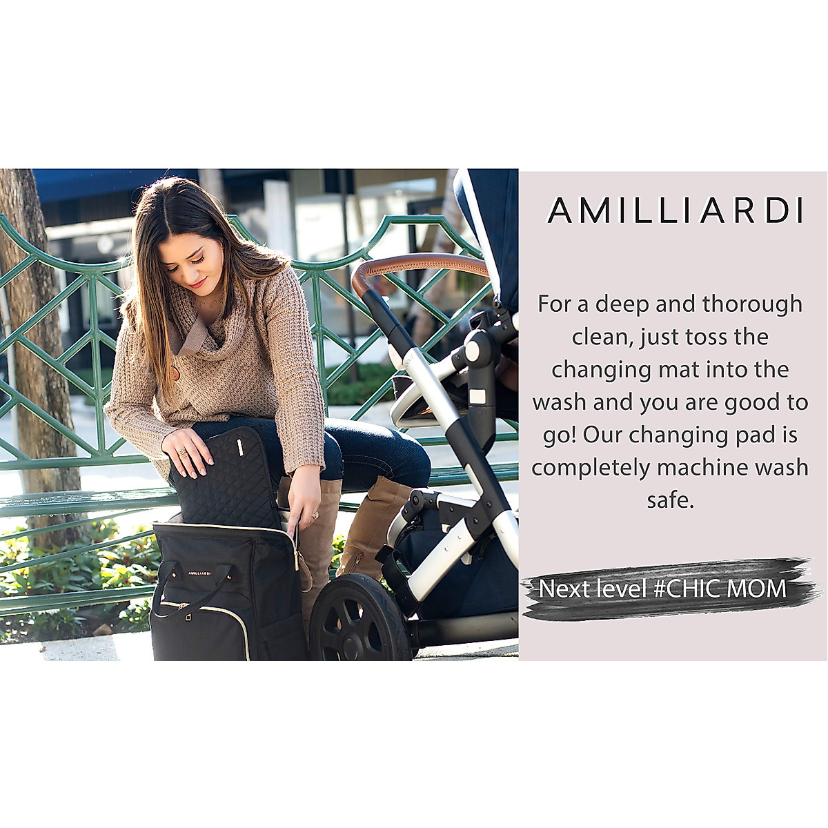 Portable Diaper Changing Pad Stylish & Chic by AMILLIARDI for Travel w/Baby, Infant & Newborn, Changing Mat Portable (Black)