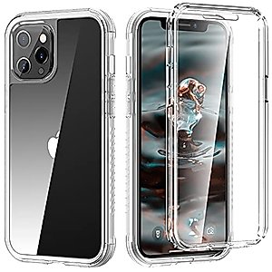 Omio for iPhone 12 Pro Max Case with Built-in Screen Protector 360 Full Body Protective Phone Case for iPhone 12 Pro Max, Heavy Shockproof Anti-Scratch Rugged Case for iPhone 12 Pro Max - Clear.