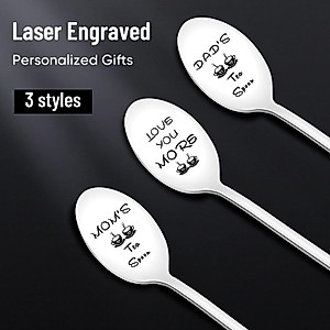 Ice Tea Spoon Gifts for Mother, 9-Inch Engraved long Coffee Spoon Funny Gifts for Mother's Day, Mother's Birthday Gifts, Christmas Stocking Stuffers