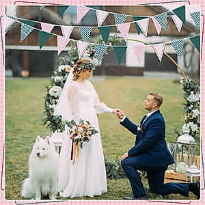 VitalCozy Camp Bachelorette Decorations 32 Ft Camp Bride Triangle Banner Camp Gingham Decoration Plaid Garland Bunting Pre Strung for Bridal Shower Bridesmaid Party Bachelorette Favor Supplies