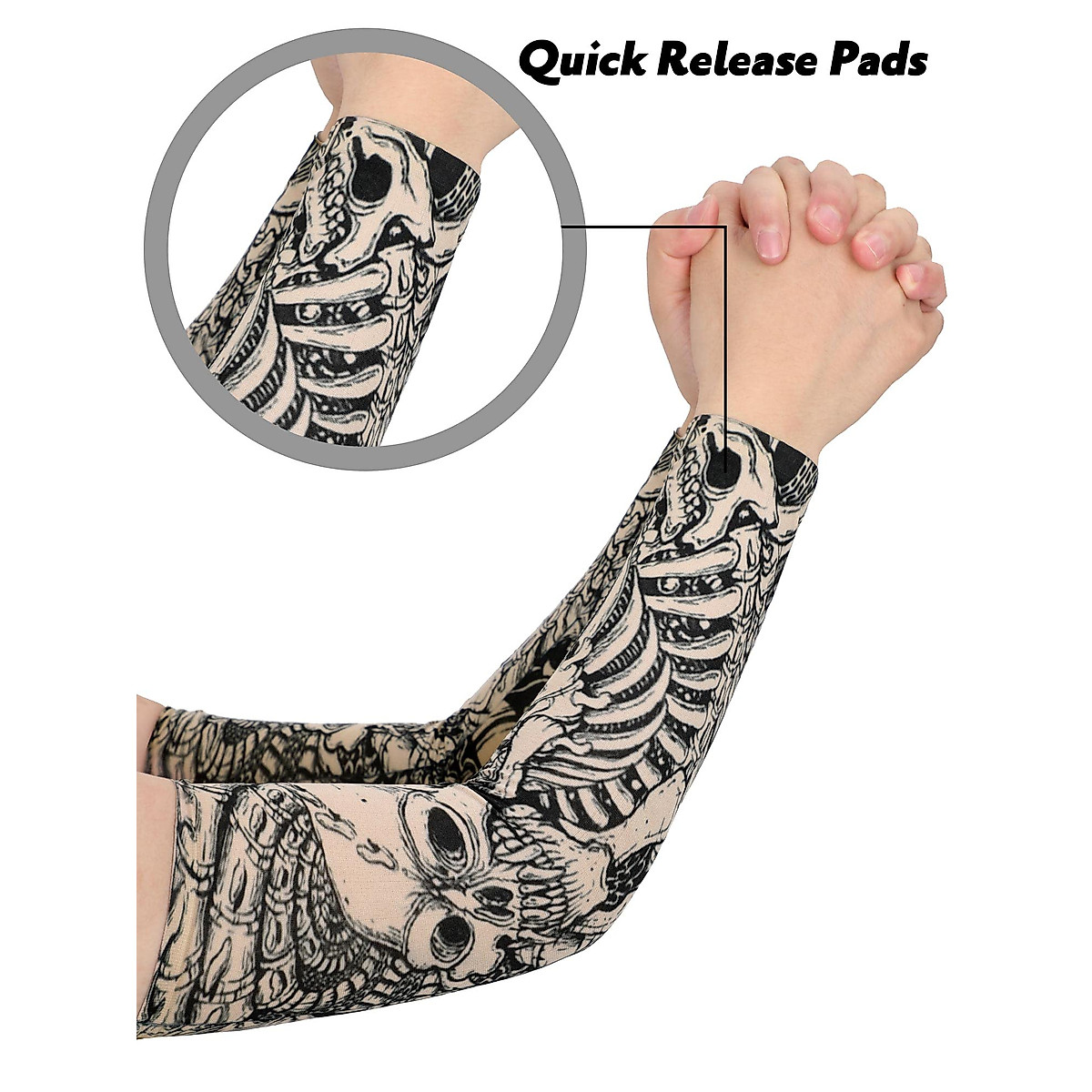 Boao 10 Pairs Men's Cooling Arm Sleeves Long Fingerless Arm Cover Anti Slip UV Protection Sun Sports Temporary Tattoo Arm Sleeves (Delicate Pattern)
