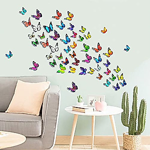 Heansun 80 PCS 3D Butterfly Wall Decor, 4 Styles Butterfly Wall Decals Removable Mural Stickers Butterfly Decorations for Home Room Bedroom Nursery Decor