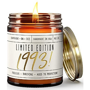 30th Birthday Gifts for Her - 'Limited Edition 1993' Soy Candle, w/Champagne on Ice I 1993 Birthday Gifts for Women I 30th Birthday Gifts for Women I 9oz Reusable Jar, 50Hr Burn, Made in USA