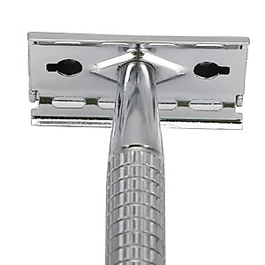 Safety Razor, Double Safety Razor with Long Stainless Steel Handle, Nostalgic Safety Razor for Salon and Home Use