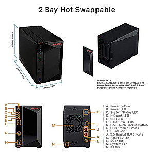 Asustor AS5202T - 2 Bay NAS, 2.0GHz Dual-Core, 2 2.5GbE Ports, 2GB RAM DDR4, Gaming Network Attached Storage, Personal Private Cloud (Diskless)