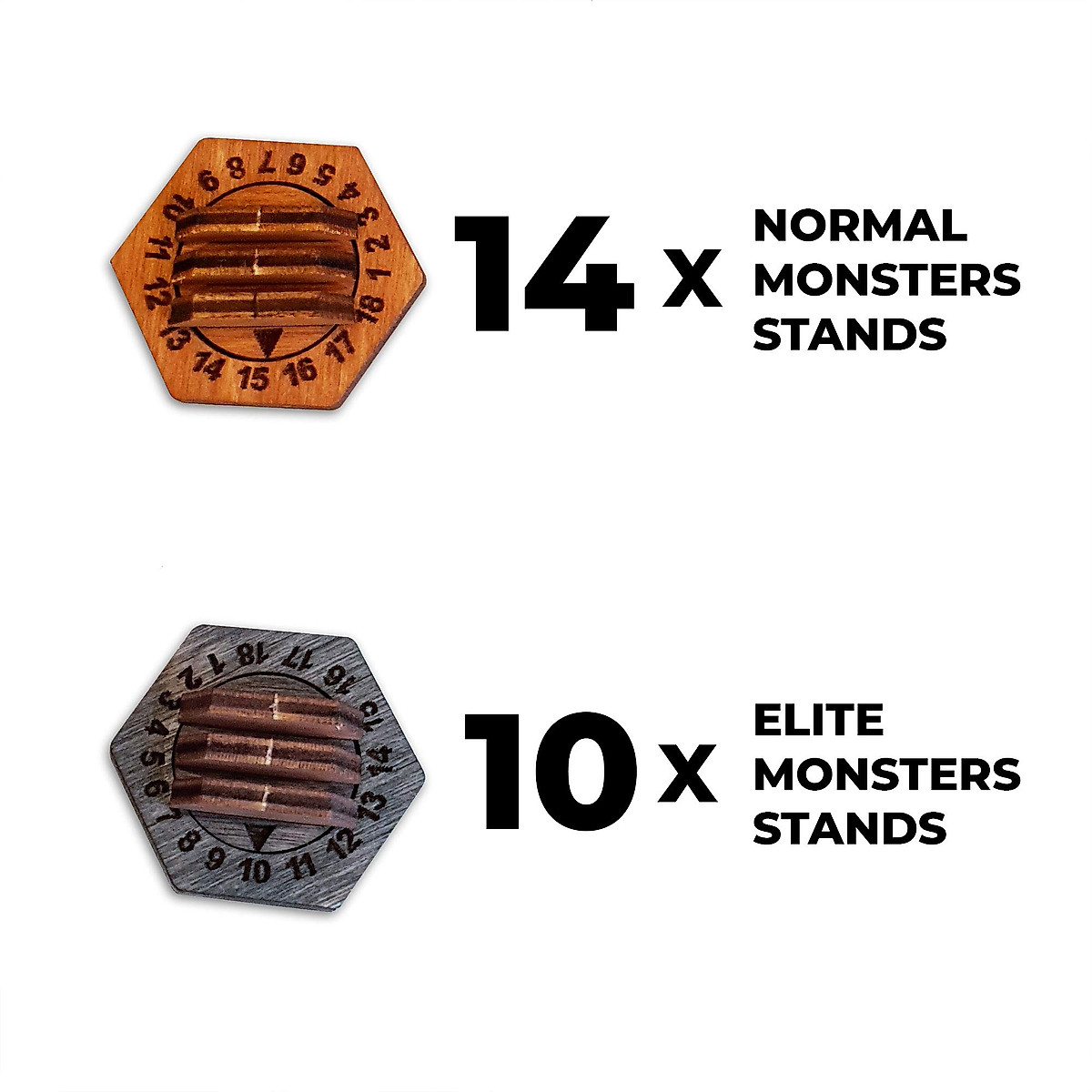 SMONEX Wooden Health Tracker 24 Pcs - Compatible with EU and US Gloomhaven Board Game and Frosthaven Board Game - Monster Stands Accessories