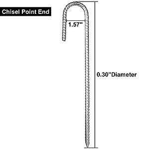 EXPERY 10Pack 12” Heavy Duty J Hook Ground Stakes, Galvanized Rebar Tent Stakes, Curved Steel Plant Support Garden Stake, Chisel Point End Stakes for Camping Tent, Swing Sets, Fence Stakes