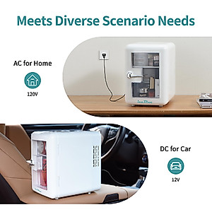 Iceblue Skincare Fridge with Viewing Window, 4L Compact Small Fridge for Bedroom, Car, Office & Dorm, 4A Cooling Core, Mini skincare fridge for Beauty Essentials & Beverages(White)