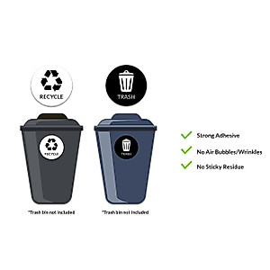 VBAP CORP Recycle Trash Bin Sticker - (Pack of 4) 3" Round Logo Sign Decal Labels Self-Adhesive Vinyl Laminated. Waterproof Indoor and Outdoor (Black/White)…