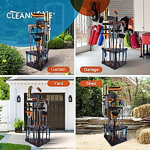 CLEANHOME Storage Rack for Garage Organization,Garden Tool Organizer, Triangle Heavy Duty Tool Organizer for Garden,Garage,Shed,Outdoor,Black