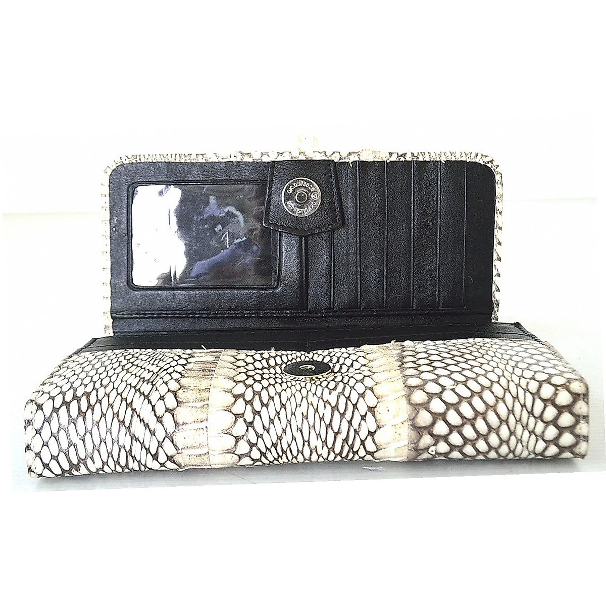 Authentic Snake Skin Women's Long Bifold Cobra Snake W/Head Purse Wallet