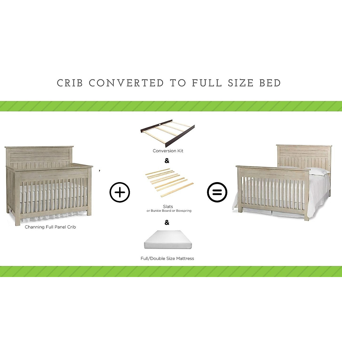 CC KITS Full Size Conversion Kit Bed Rails for Bel Amore & COSI Bella Cribs (Sea Washed Pine)